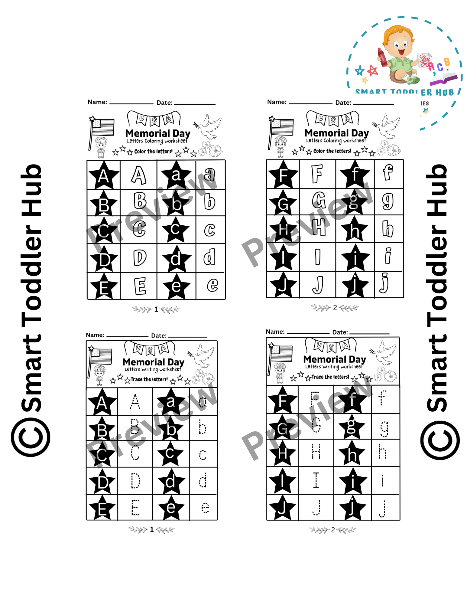 Memorial Day Activities: Writing and Coloring Letters Worksheet for ...