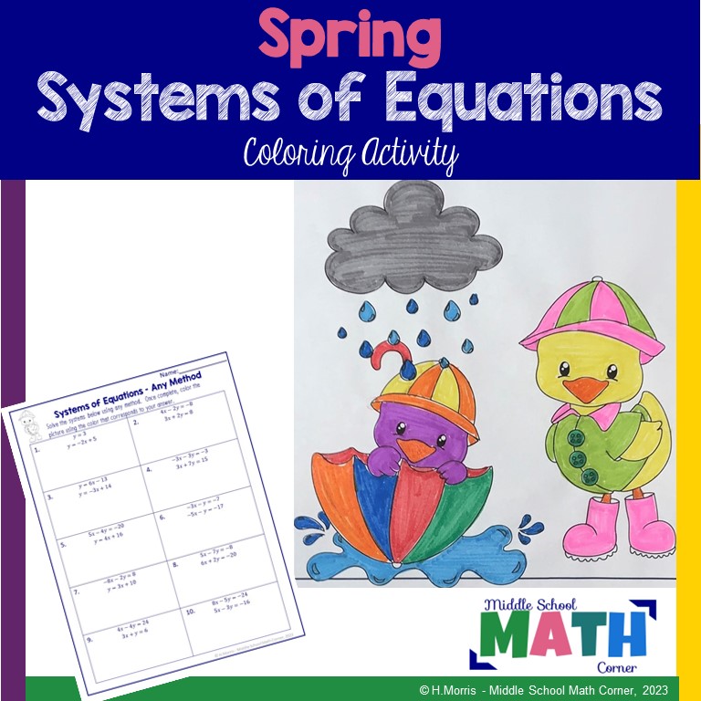 Spring Systems of Equations Coloring Activity | Made By Teachers