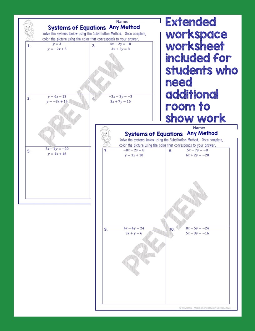 Spring Systems of Equations Coloring Activity | Made By Teachers