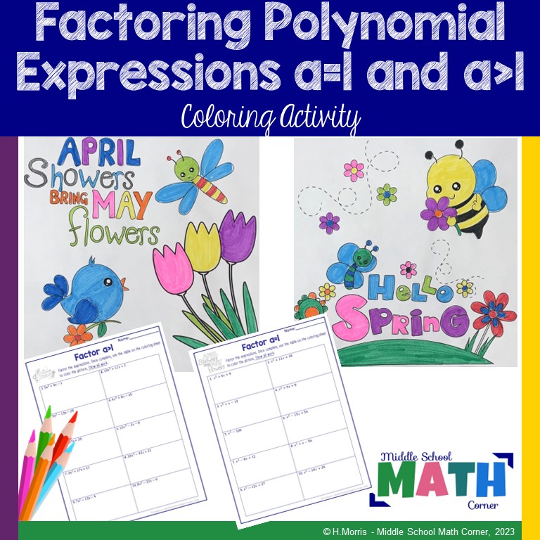 Factoring Polynomial Expressions a=1 and a>1 (greater than 1)Coloring ...