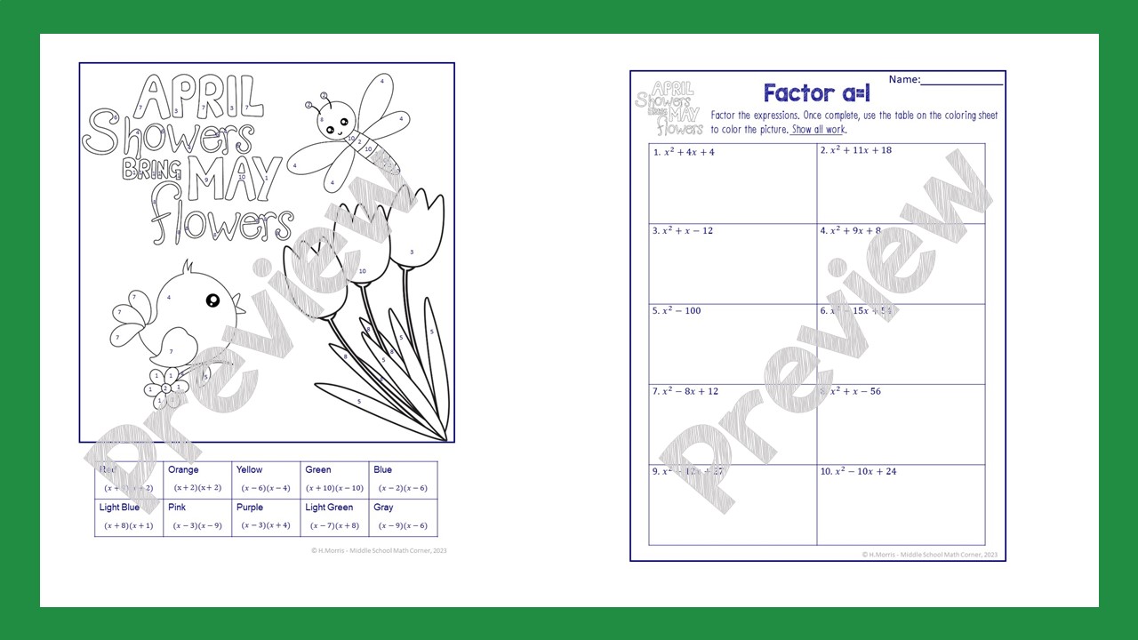 Factoring Polynomial Expressions a=1 and a>1 (greater than 1)Coloring ...