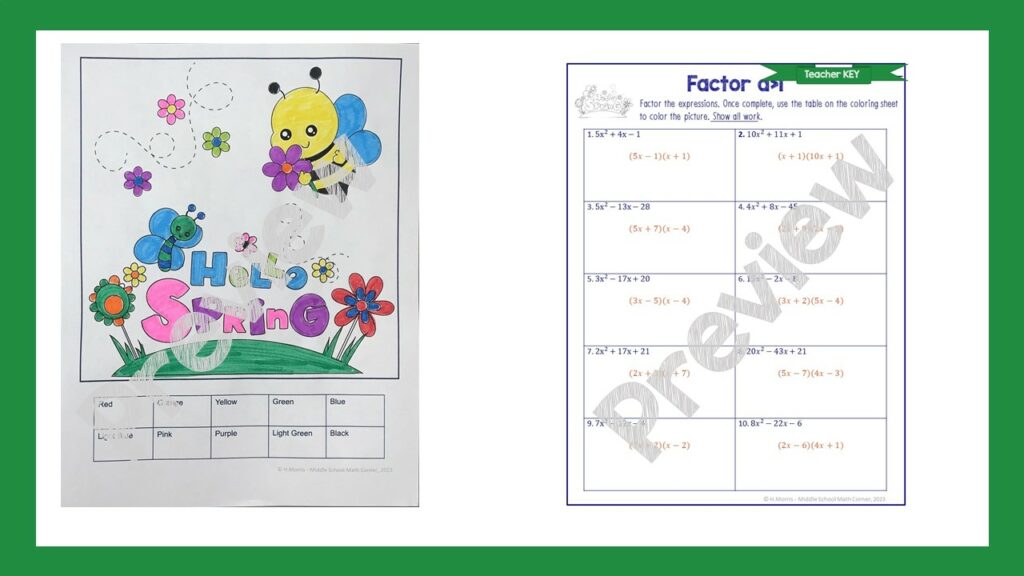 Factoring Polynomial Expressions a=1 and a>1 (greater than 1)Coloring ...
