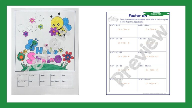 Factoring Polynomial Expressions a=1 and a>1 (greater than 1)Coloring ...