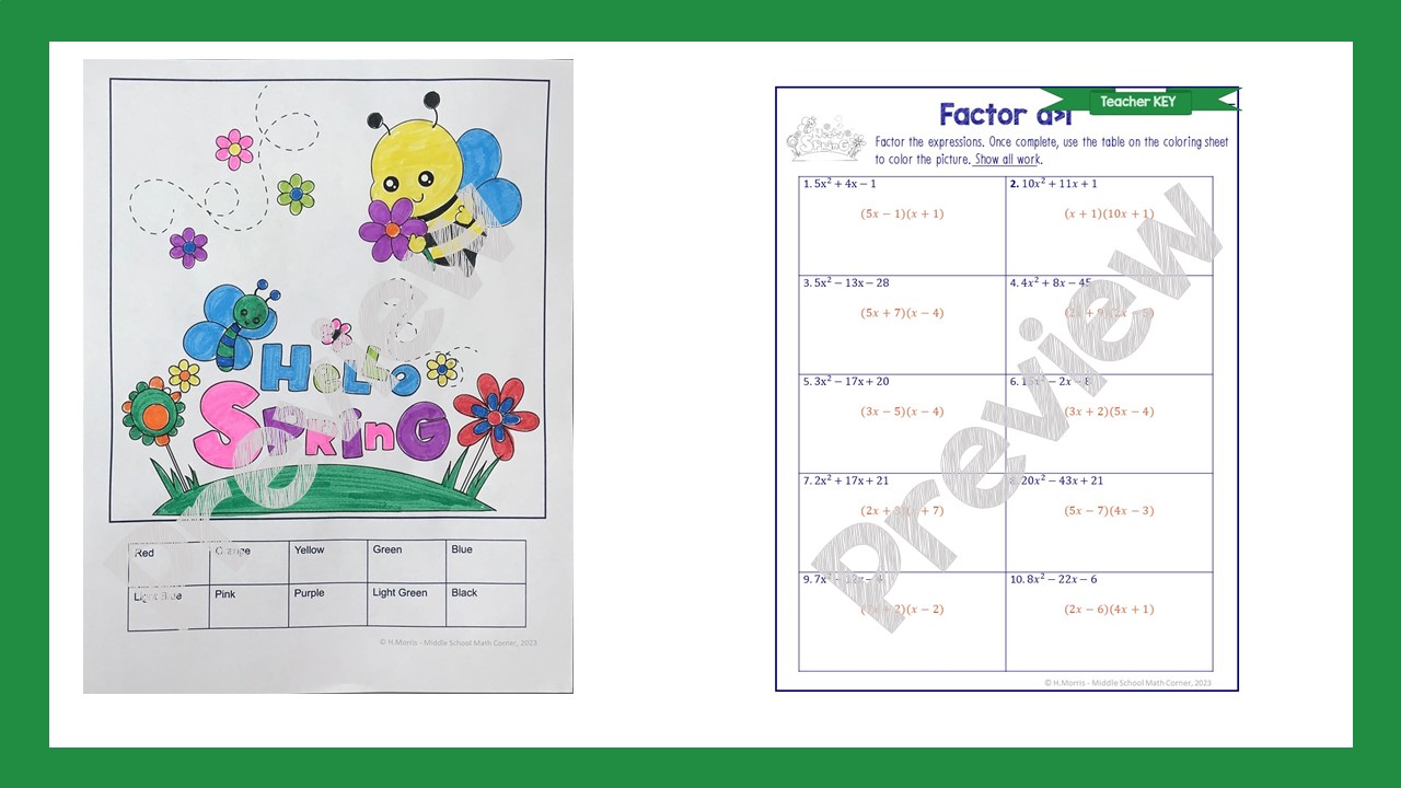 Factoring Polynomial Expressions a=1 and a>1 (greater than 1)Coloring ...