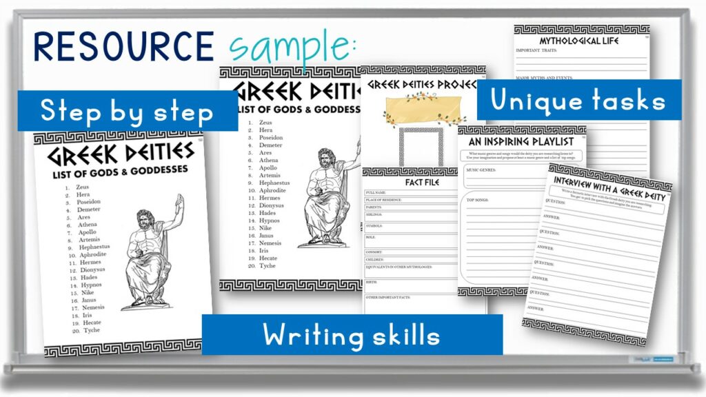Greek Mythology Research Project - Gods and Goddesses - Print and ...
