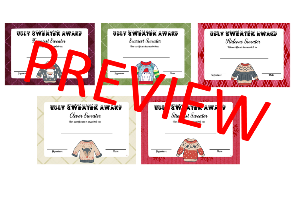 Editable Ugly Christmas Sweater Award Certificates | Made By Teachers