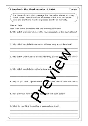 Lauren Tarshis "I Survived the Shark Attacks of 1916" worksheets | Made ...