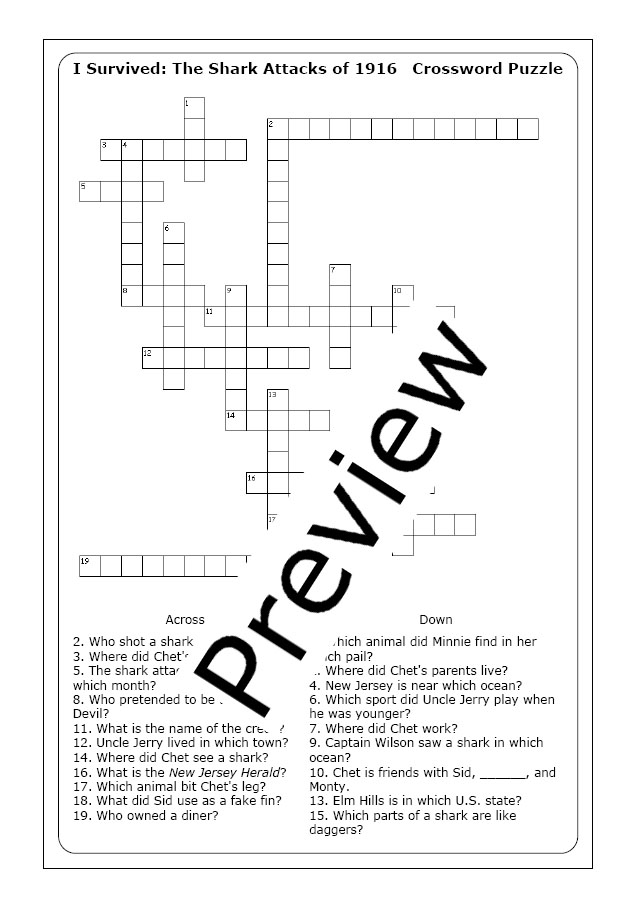 Lauren Tarshis "I Survived the Shark Attacks of 1916" worksheets | Made ...