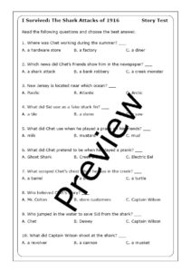 Lauren Tarshis "I Survived the Shark Attacks of 1916" worksheets | Made ...