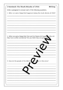 Lauren Tarshis "I Survived the Shark Attacks of 1916" worksheets | Made ...