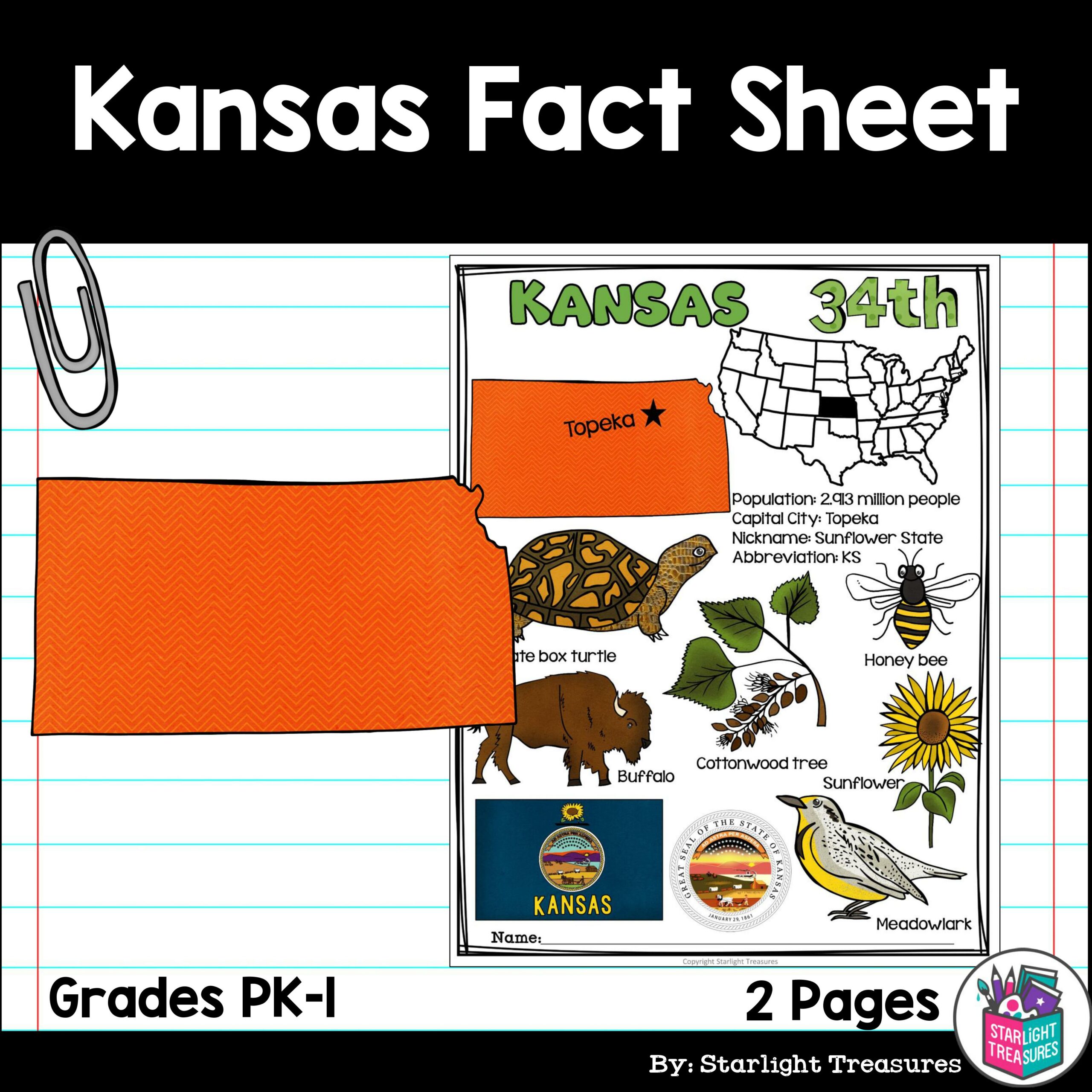 Kansas Fact Sheet for Early Readers - A State Study | Made By Teachers