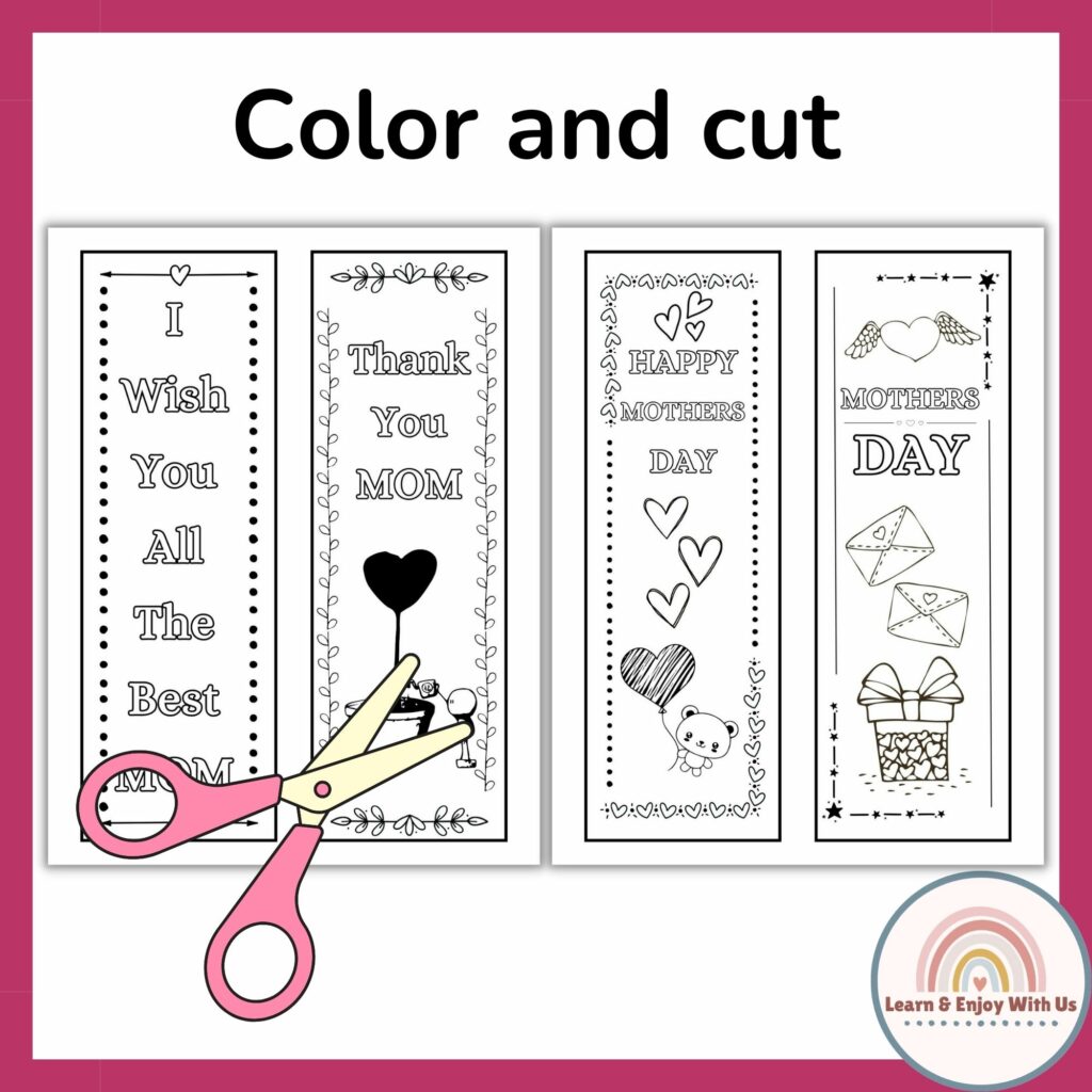Mother's Day Bookmark For Coloring | 10 Printables Bookmarks To Color ...