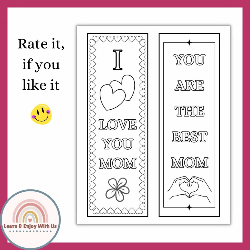 Mother's Day Bookmark For Coloring | 10 Printables Bookmarks To Color ...