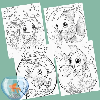 Cute Fish in Jar Coloring Book | Made By Teachers