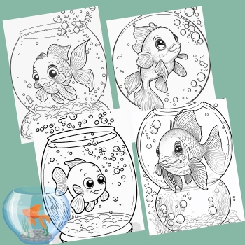 Cute Fish in Jar Coloring Book | Made By Teachers