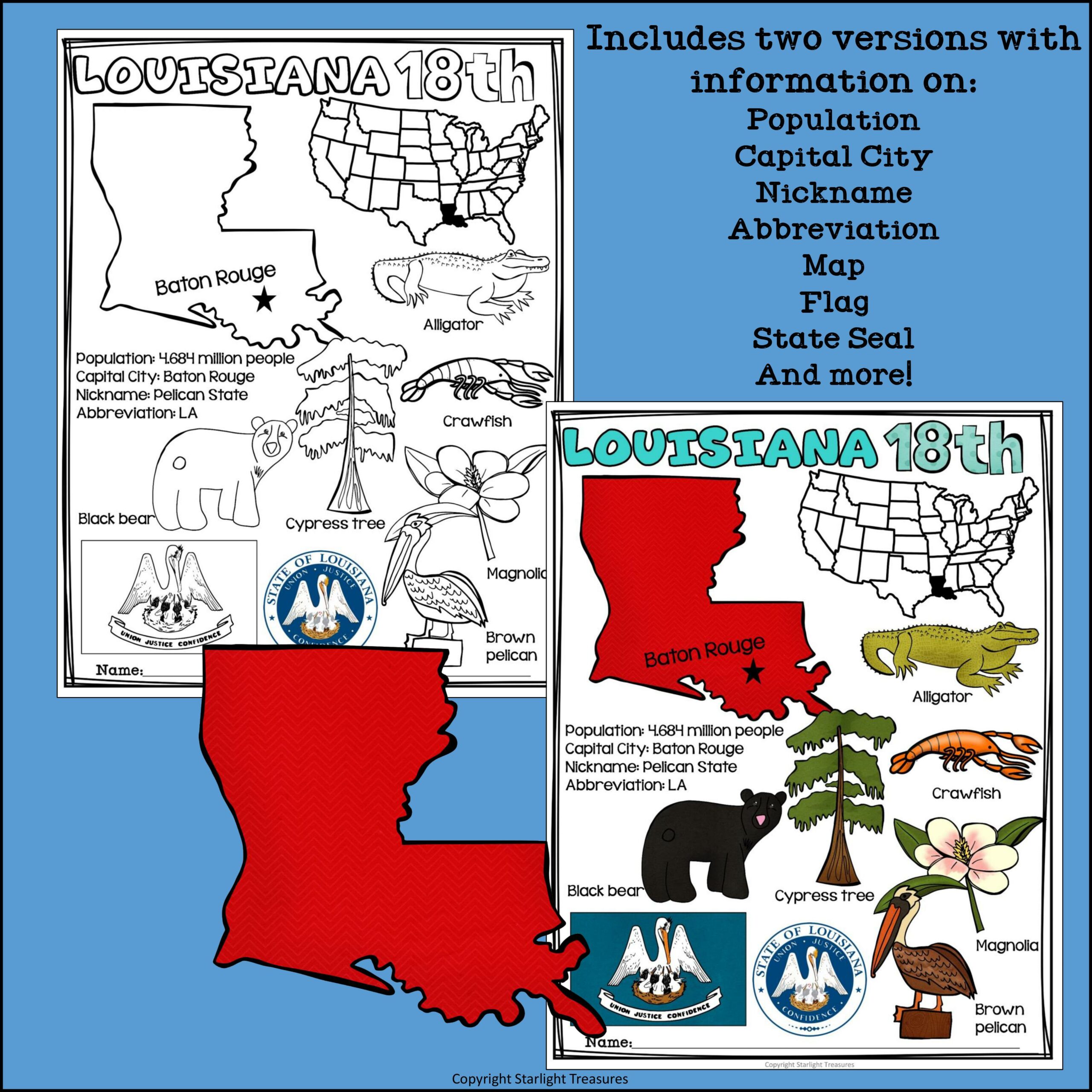 Louisiana Fact Sheet for Early Readers - A State Study | Made By Teachers