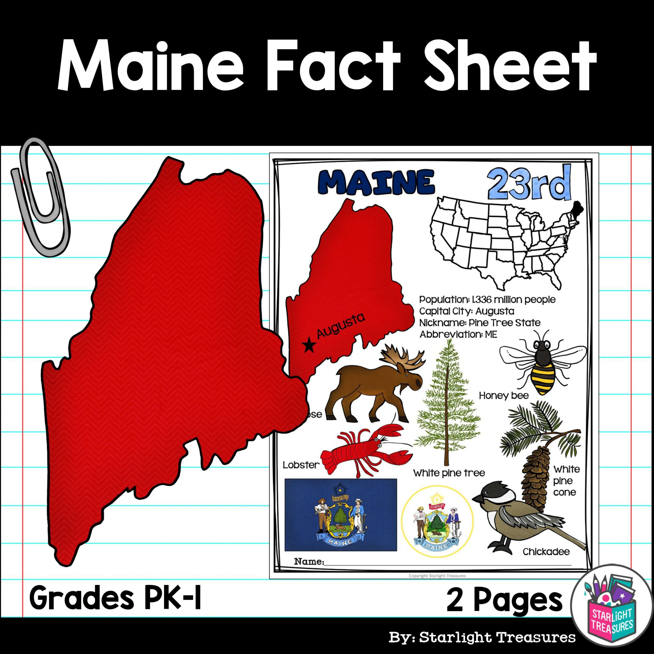 Maine Fact Sheet for Early Readers - A State Study | Made By Teachers