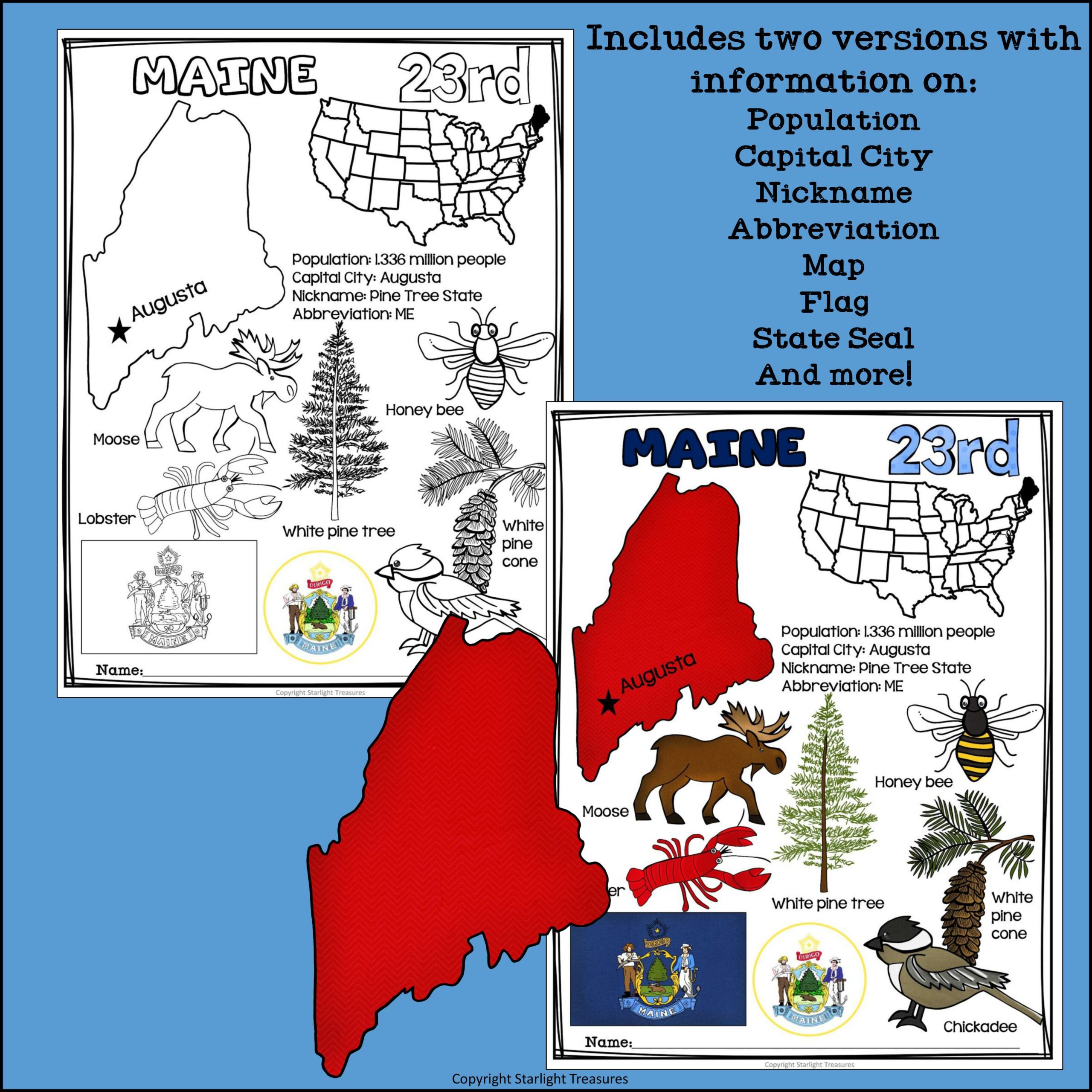 Maine Fact Sheet for Early Readers - A State Study | Made By Teachers