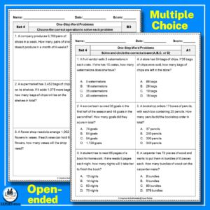 One Step Word Problems Worksheets – Set 4 | All Operations | Made By ...
