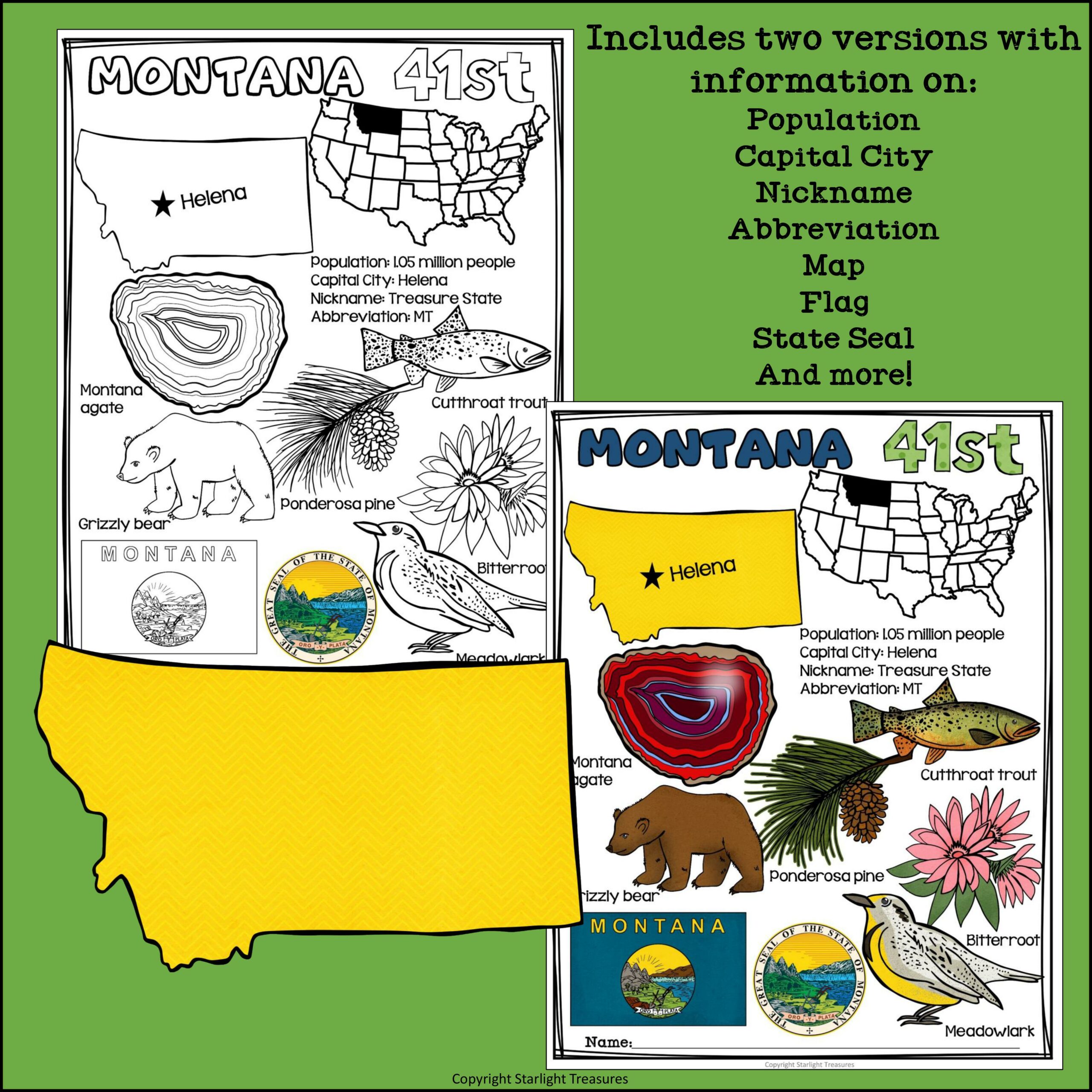Montana Fact Sheet for Early Readers - A State Study | Made By Teachers