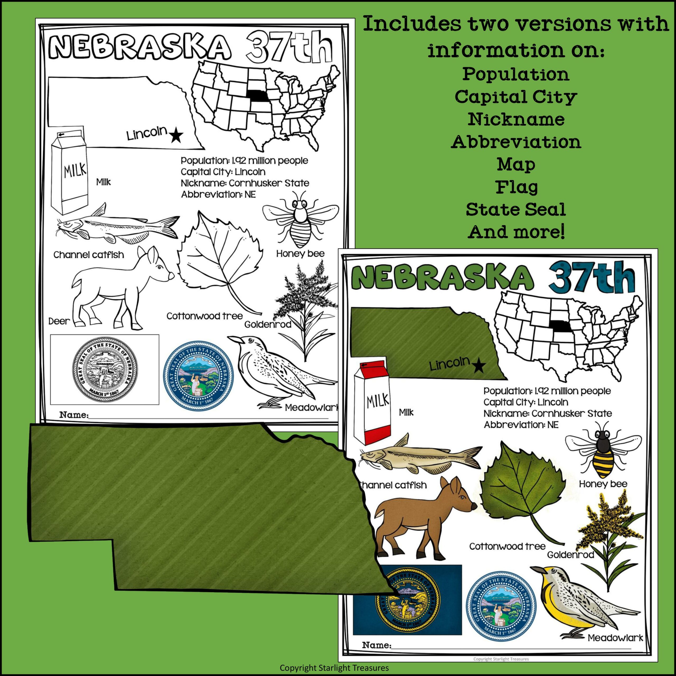 Nebraska Fact Sheet for Early Readers - A State Study | Made By Teachers