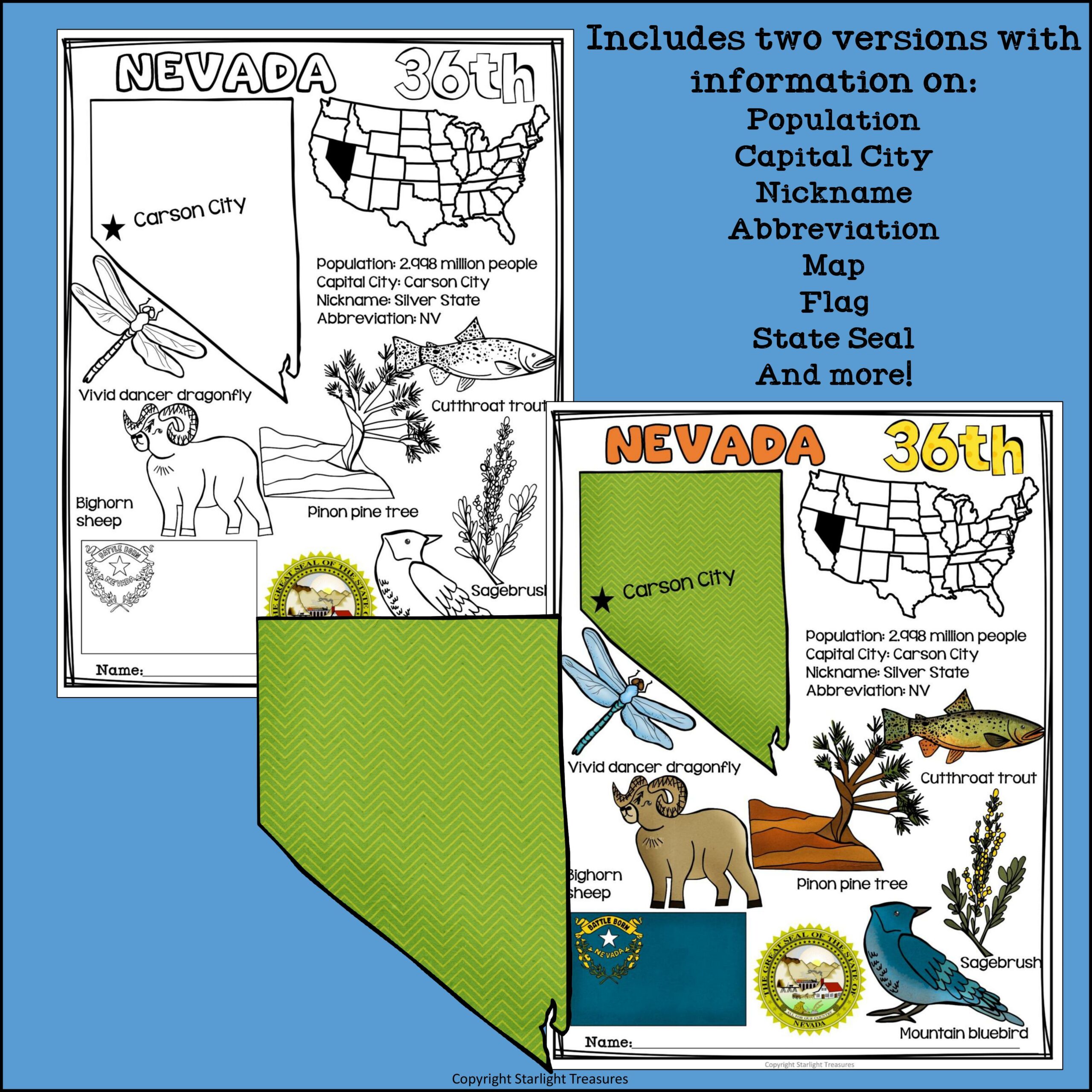 Nevada Fact Sheet for Early Readers - A State Study | Made By Teachers