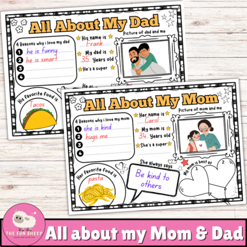 All about my Mom & Dad Questionnaire Survey | Fathers Day Mothers Day ...