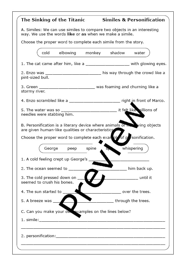 Lauren Tarshis "I Survived the Sinking of the Titanic, 1912" worksheets ...