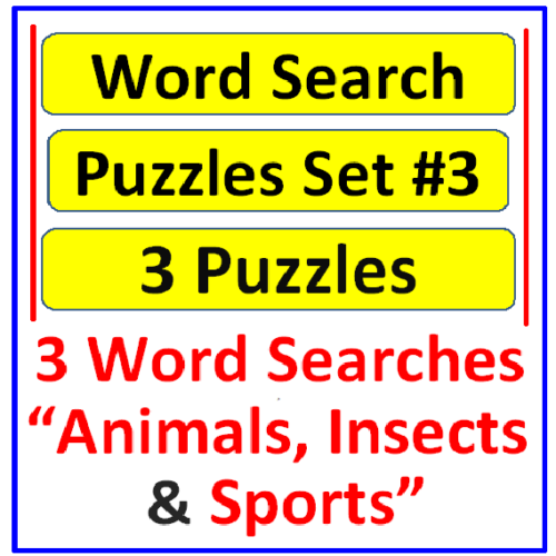 Word Search Puzzles Set #3 - 3 Puzzles | Made By Teachers