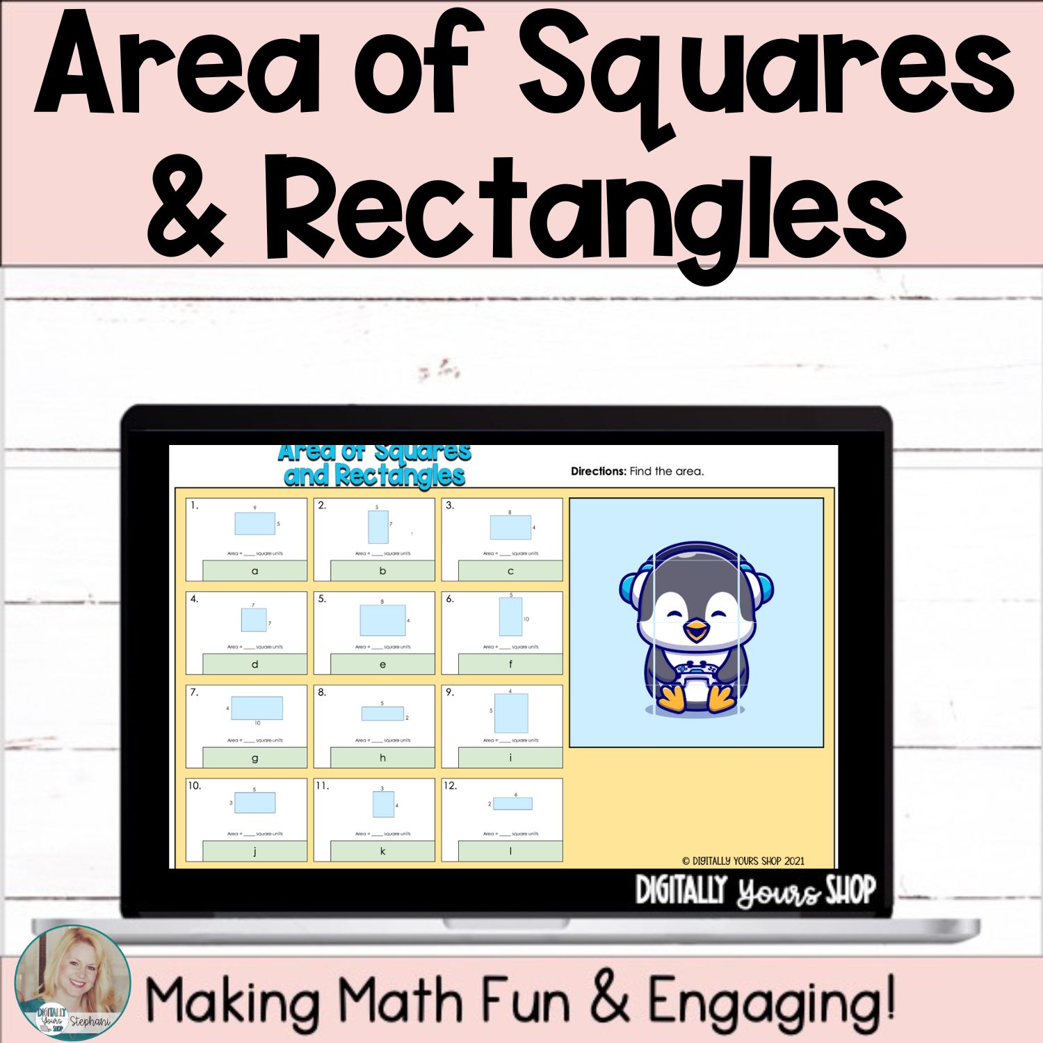 Area of Squares and Rectangles Digital Self-Checking Activity | Made By ...