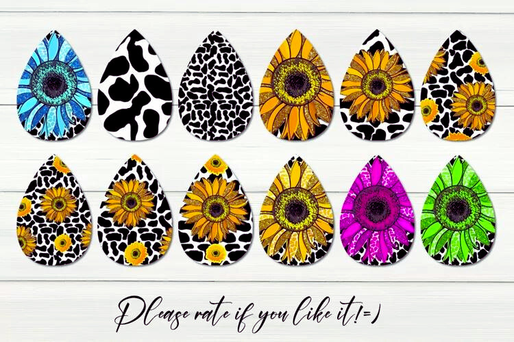 Cow Print Sunflower Teardrop Earring, Cow Print Design | Made By Teachers