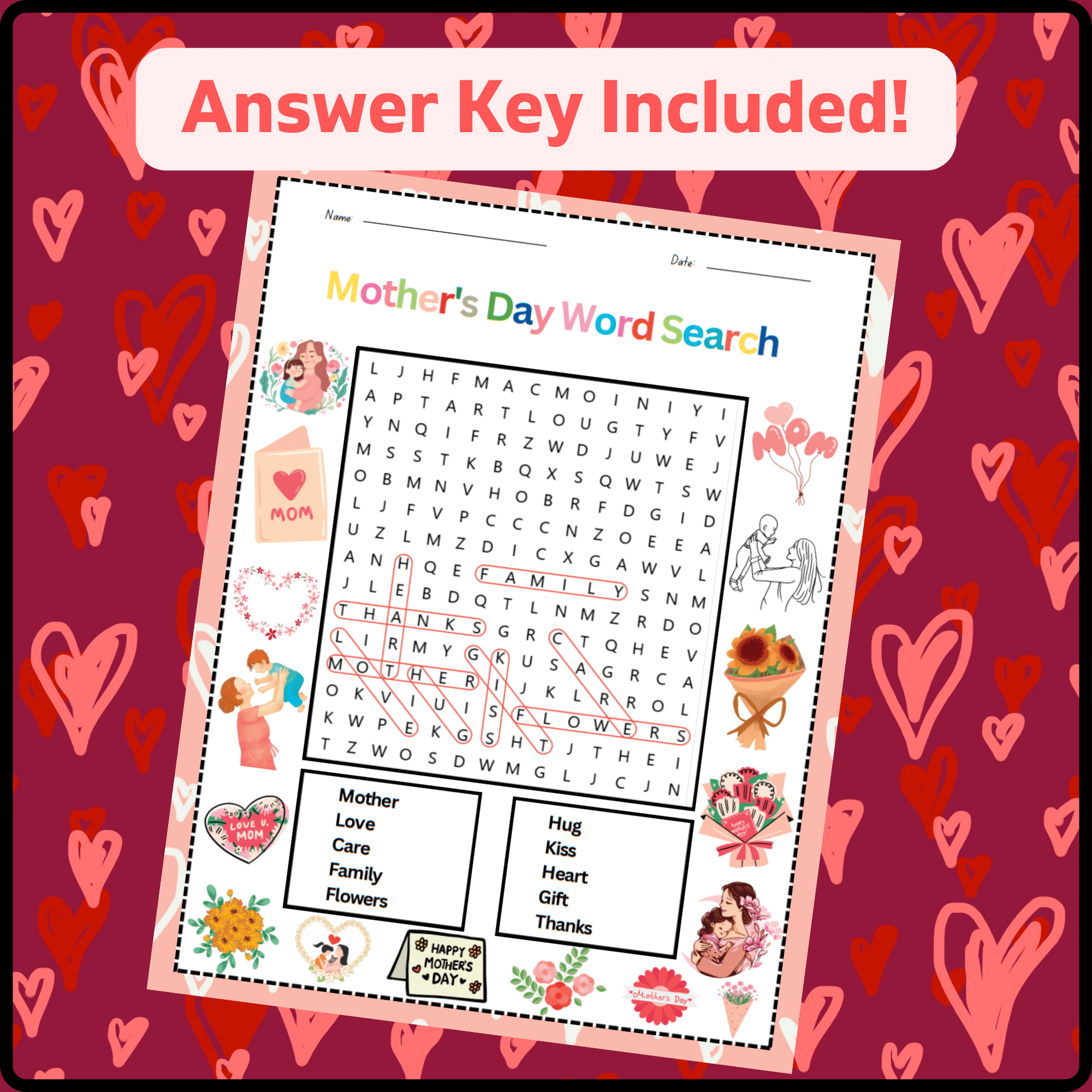 Mother's Day Word Search Puzzles,Mothers day activities | Made By Teachers