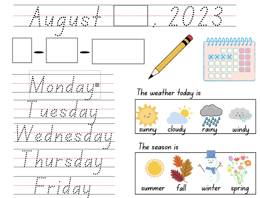 23-24 Daily Weather and Calendar Tracing | Made By Teachers
