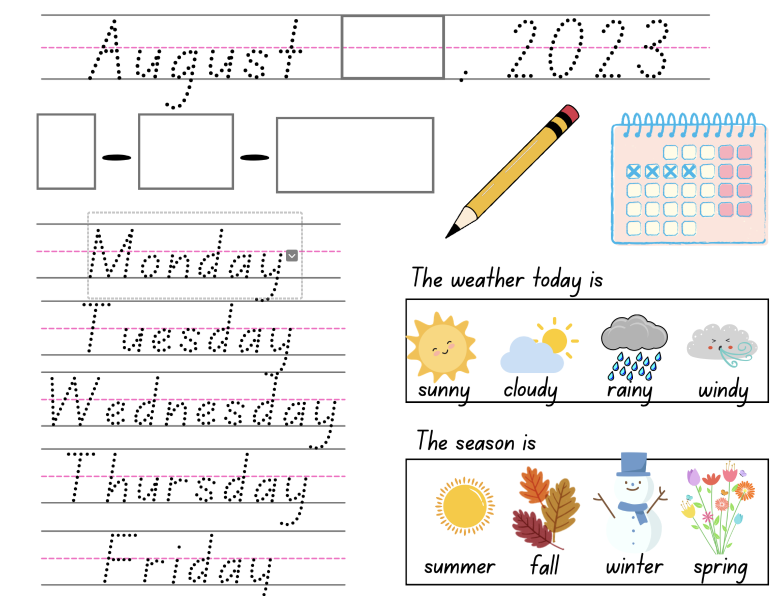 23-24 Daily Weather and Calendar Tracing - Made By Teachers