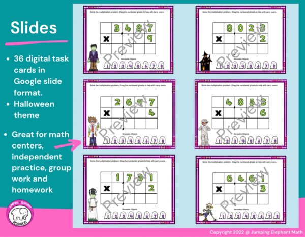 Halloween 4 Digit by 1 Digit Multiplication Google Slides and ...
