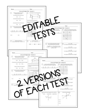 Lines and Angles Tests - Geometry Editable Assessments | Made By Teachers