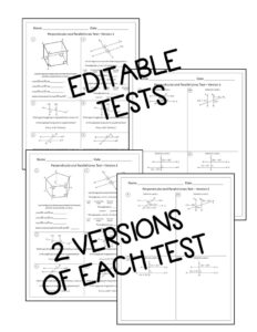 Perpendicular and Parallel Lines Tests - Geometry Editable Assessments ...