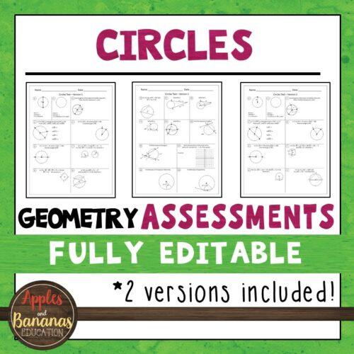 Circles Tests - Geometry Editable Assessments | Made By Teachers