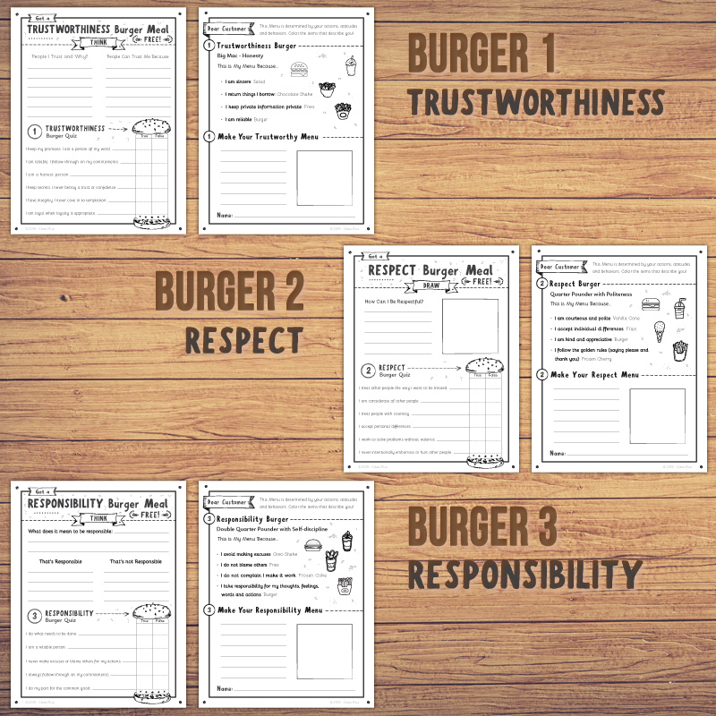 Character Education | My Burger Menu | Made By Teachers