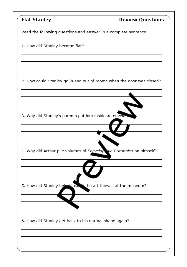 Jeff Brown "Flat Stanley" worksheets | Made By Teachers
