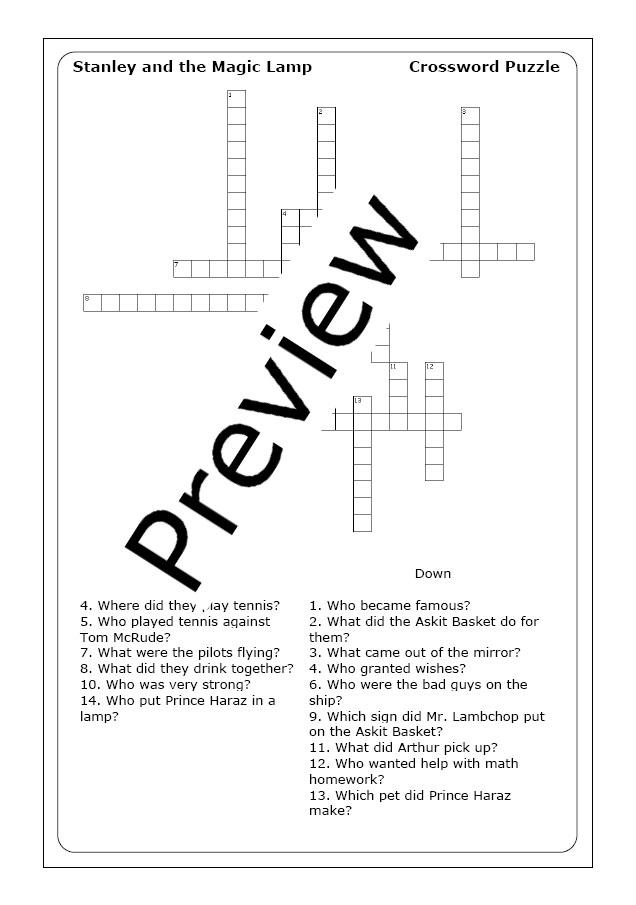 Jeff Brown "Stanley and the Magic Lamp" worksheets | Made By Teachers