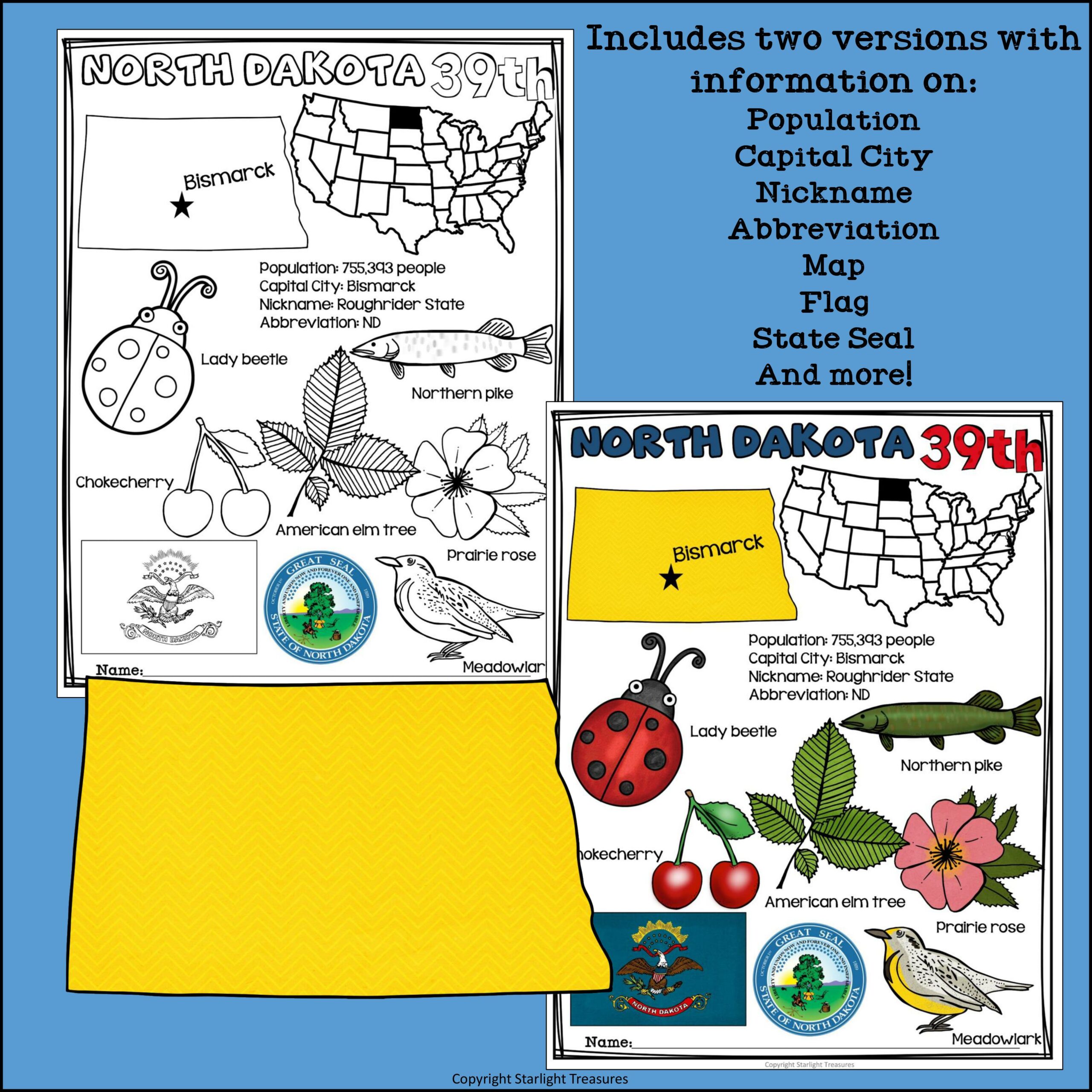 North Dakota Fact Sheet for Early Readers - A State Study | Made By ...
