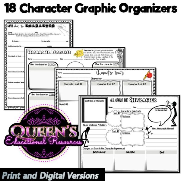 Character Analysis Graphic Organizers, Worksheets, and PowerPoint ...