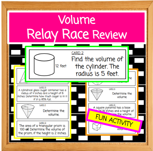 Volume of Cones, Cylinders, Spheres, Prisms, Pyramids Relay Race Review ...