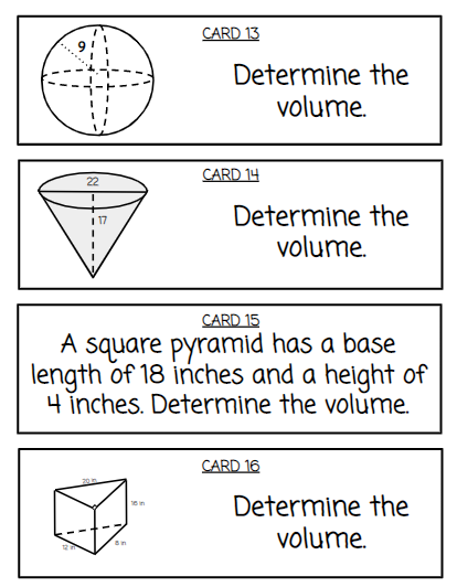 Volume of Cones, Cylinders, Spheres, Prisms, Pyramids Relay Race Review ...