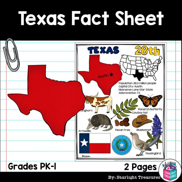 Texas Fact Sheet for Early Readers - A State Study | Made By Teachers