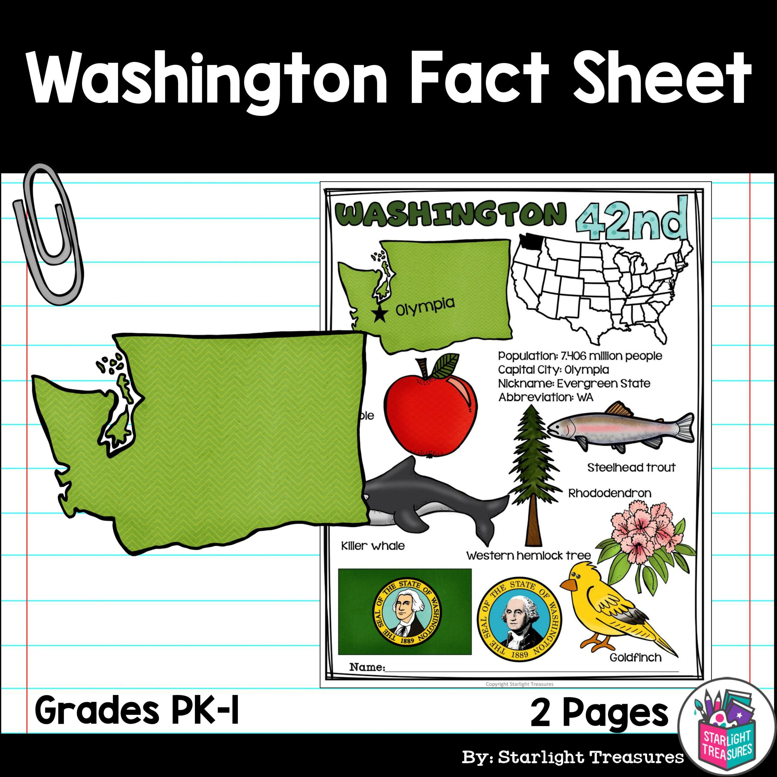 Washington Fact Sheet for Early Readers - A State Study | Made By Teachers