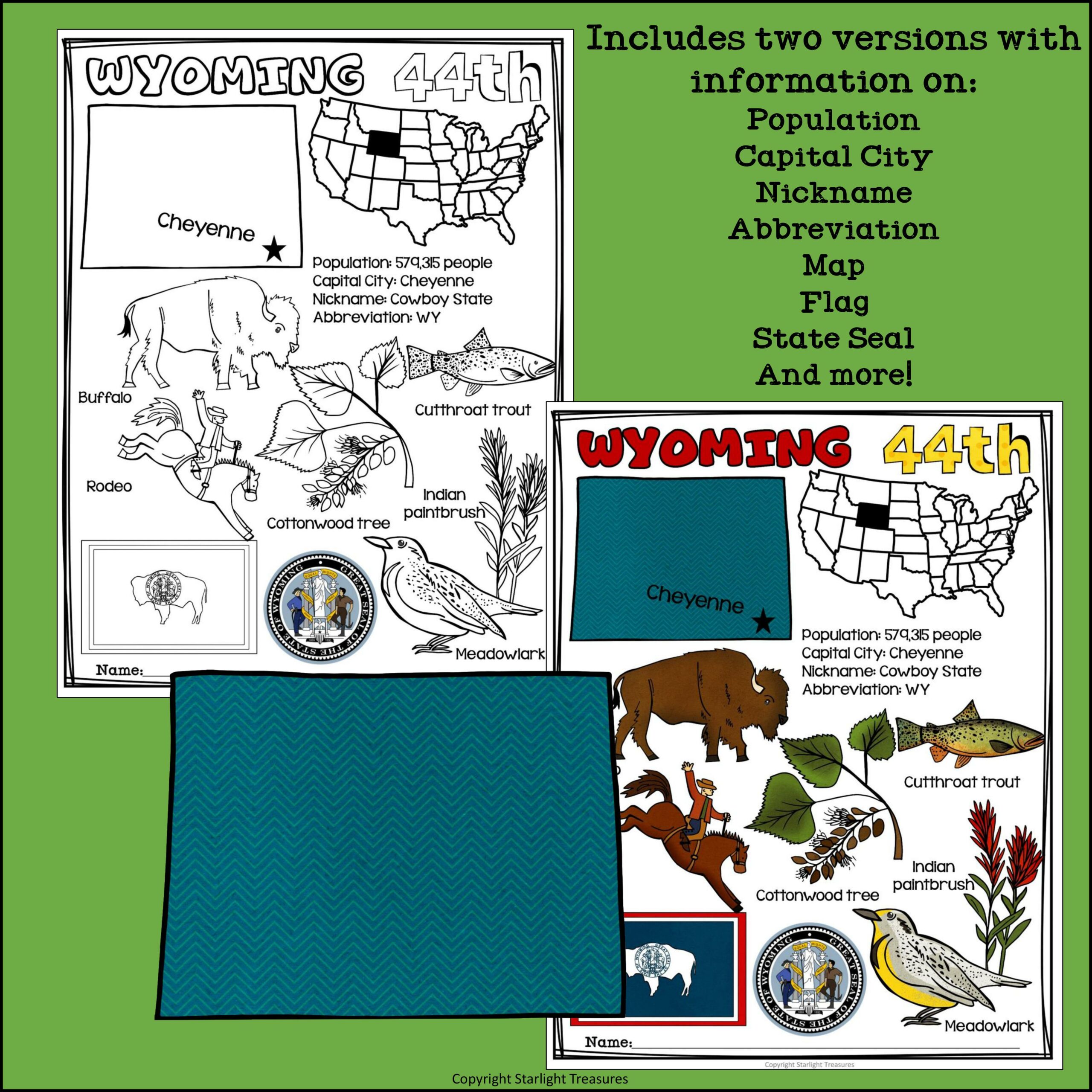 Wyoming Fact Sheet for Early Readers - A State Study | Made By Teachers
