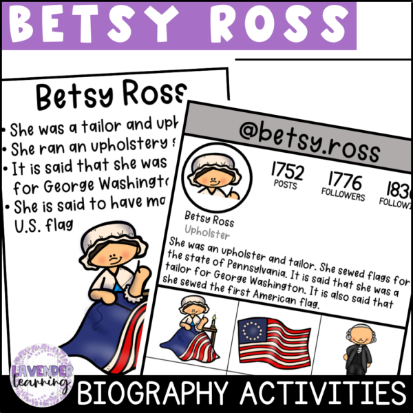 Betsy Ross Biography Activites, Worksheets, Posters, Flip Book - U.S ...