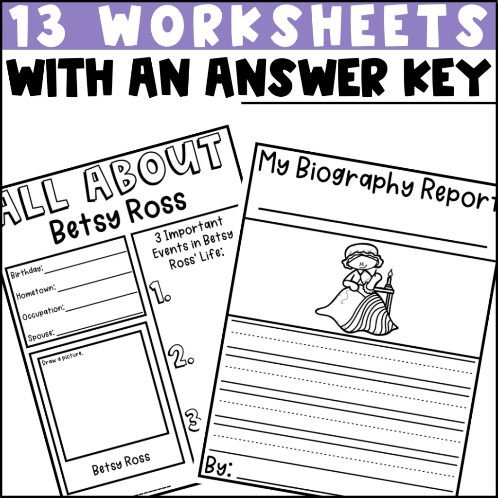 Betsy Ross Biography Activites, Worksheets, Posters, Flip Book - U.S ...